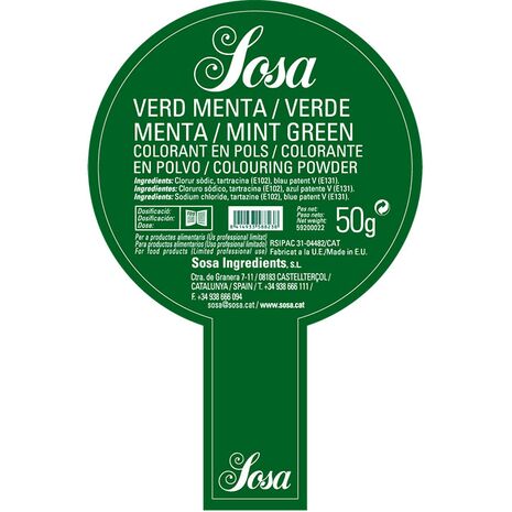 Green Mint Hidrosoluble Powder Food Coloring Sosa 50 g | Colorant Alim ...